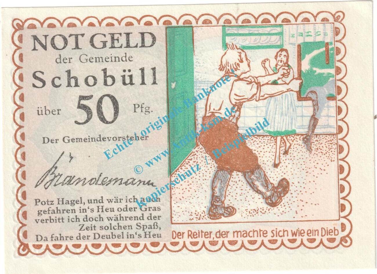 Notgeld DE 50 Pf. Nr.6 -Textfehler- o.D. Schobüll, Notgeld 50 Pfennig ...
