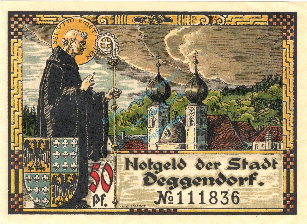 Kleingeld 1914-1922 DE 50 Pf. Deggendorf, Notgeld 50 Pfennig Schein unc ...