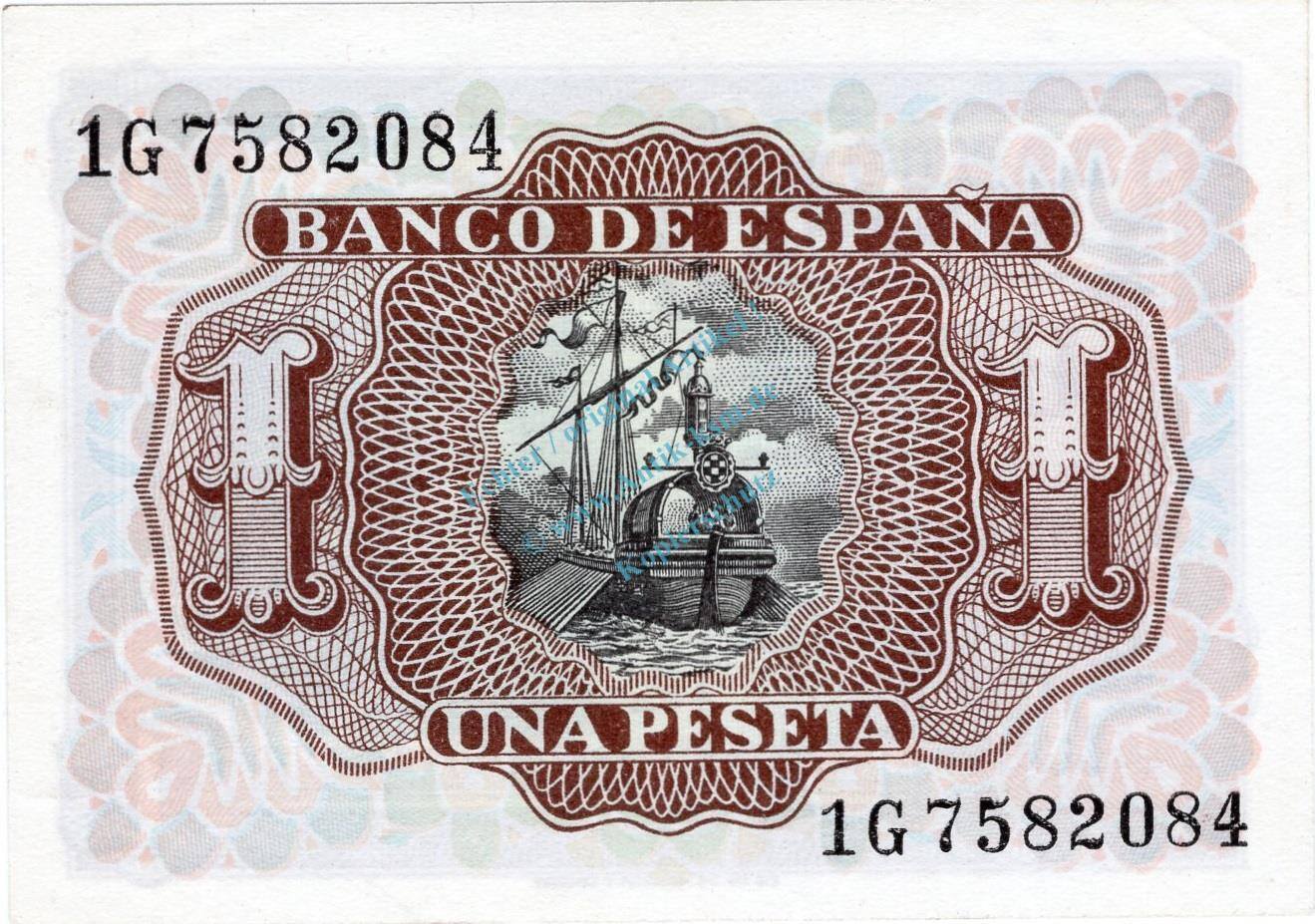 Spanien - Spain Banknote Spanien, 1 Peseta Schein 1953 -Santa Cruz- unc ...