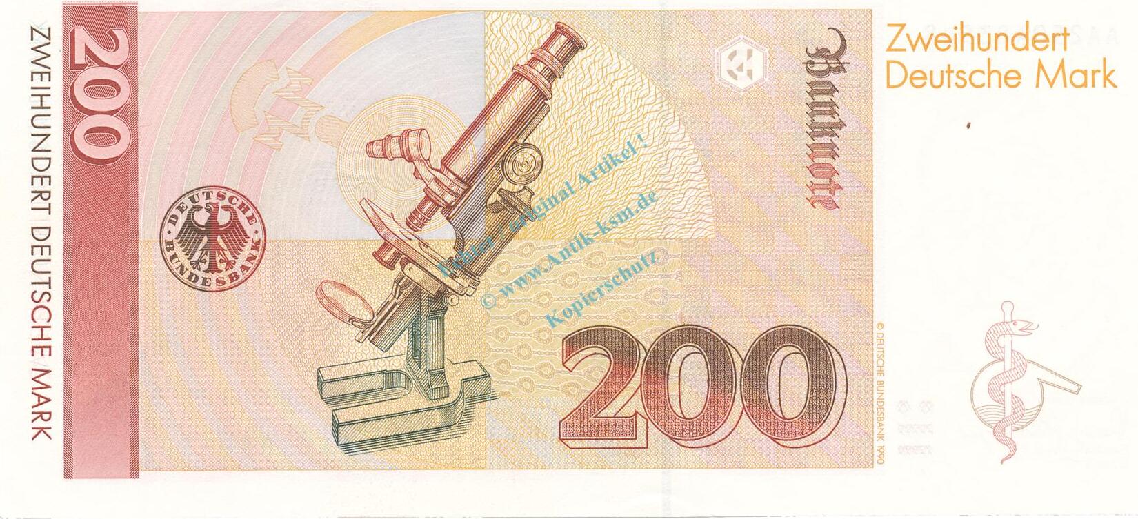 200 Mk. 1991 200 D-Mark Schein unc-kfr 1989 BRD-39, Ros.295, P.42 ...
