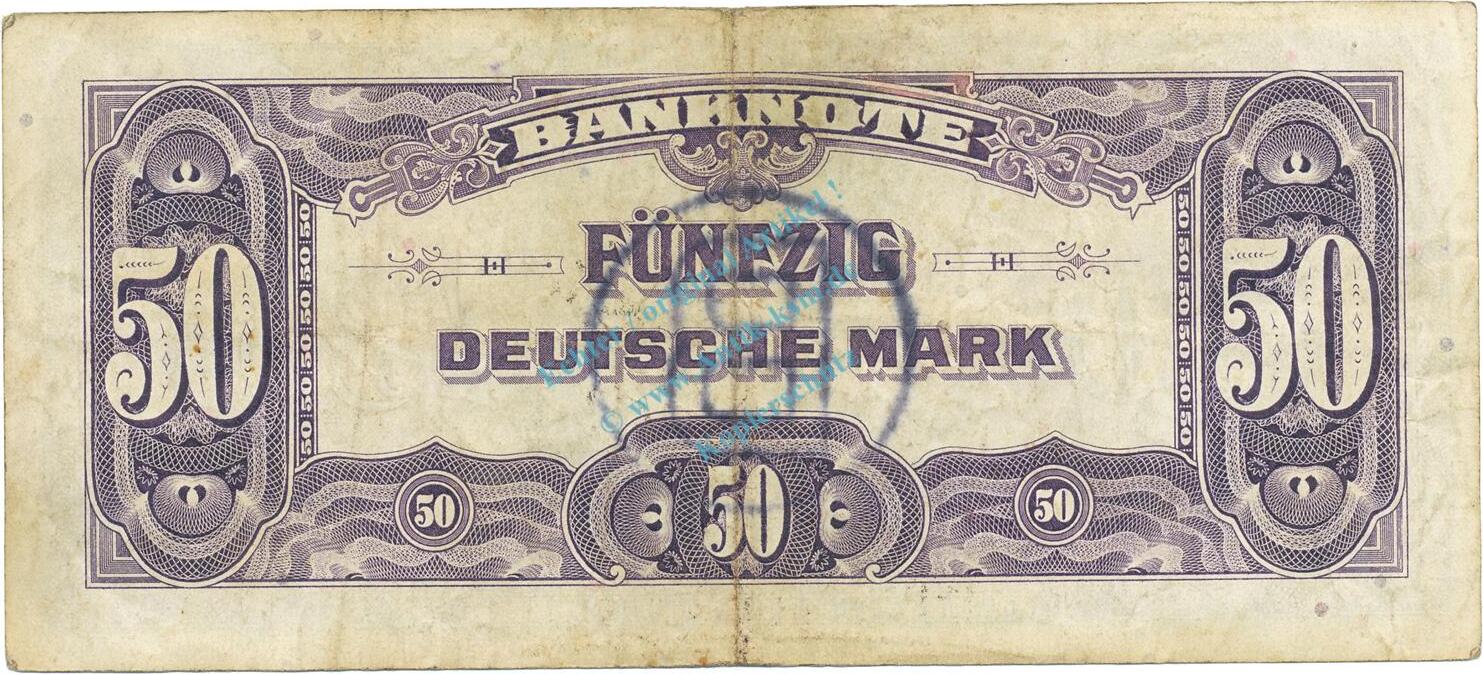 Bank deutscher Länder 50 Mk. 50 Mark Schein -B Stpl- gbr 1948 WBZ-19 ...