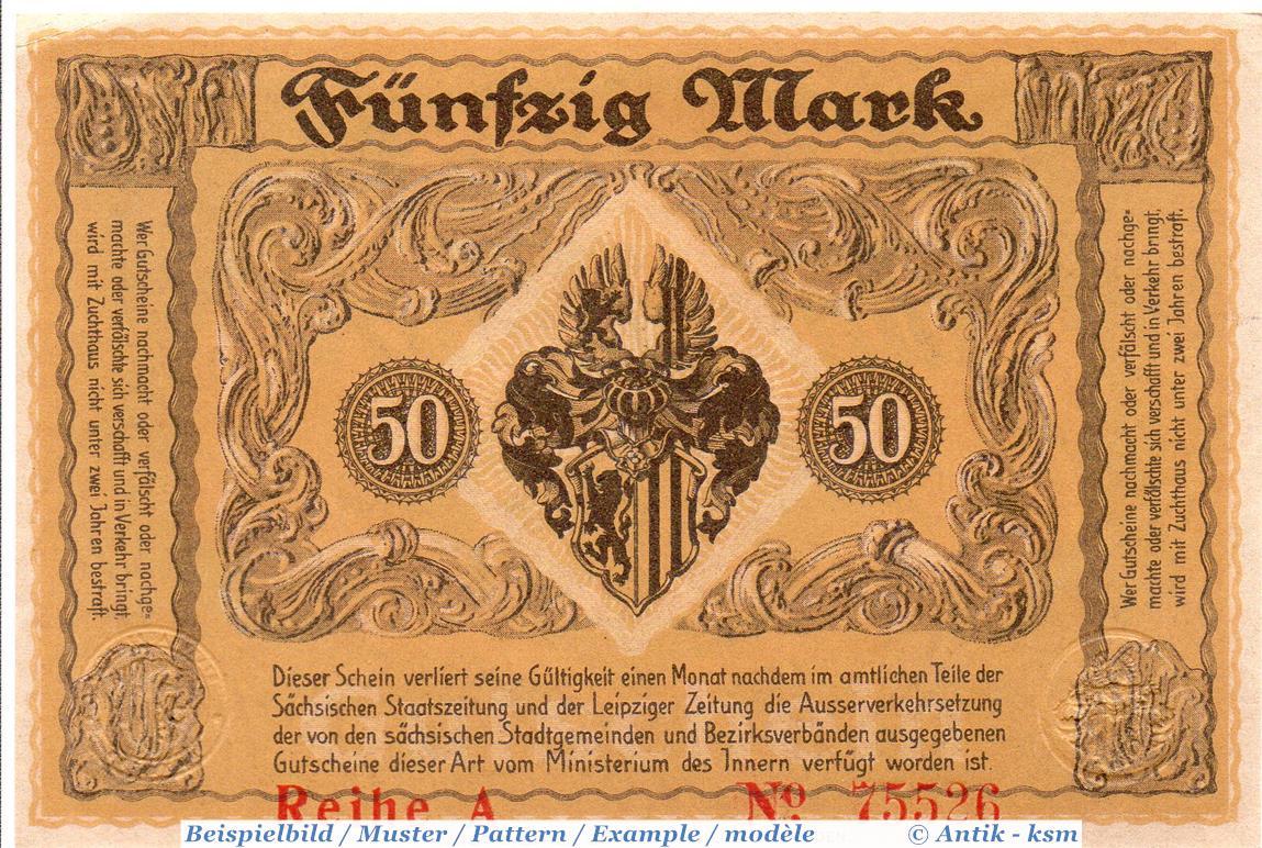 Großnotgeld 1918 50 Mk. Dresden, Notgeld 50 Mark Schein in kfr. Bühn ...