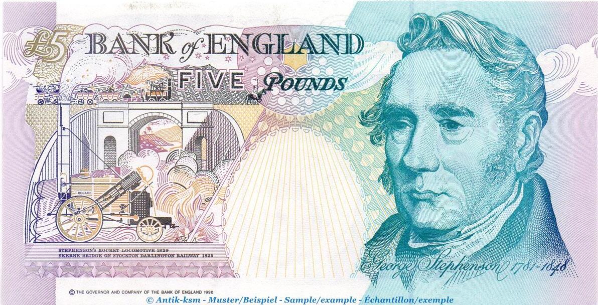 Banknote England 5 Pfund Schein, 1990-2002 Banknote Gross Britannien, 5 ...