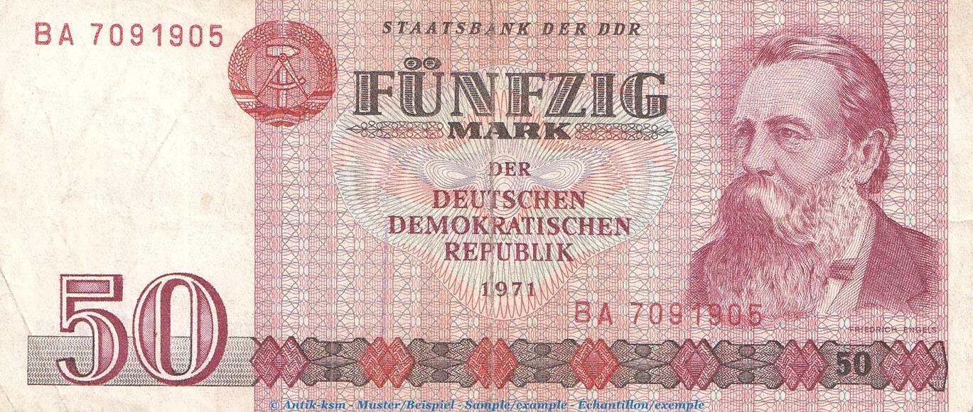 Staatsbank der DDR 50 Mk. Banknote, 50 Mark Schein in gbr. DDR-22.a,c ...