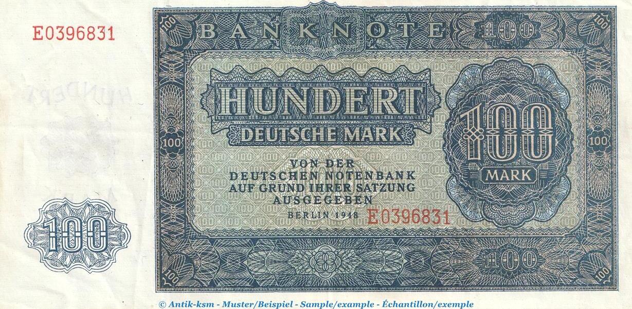 Deutsche Notenbank DDR Banknote, 100 Mark Schein in L-gbr. SBZ-17, Ros ...
