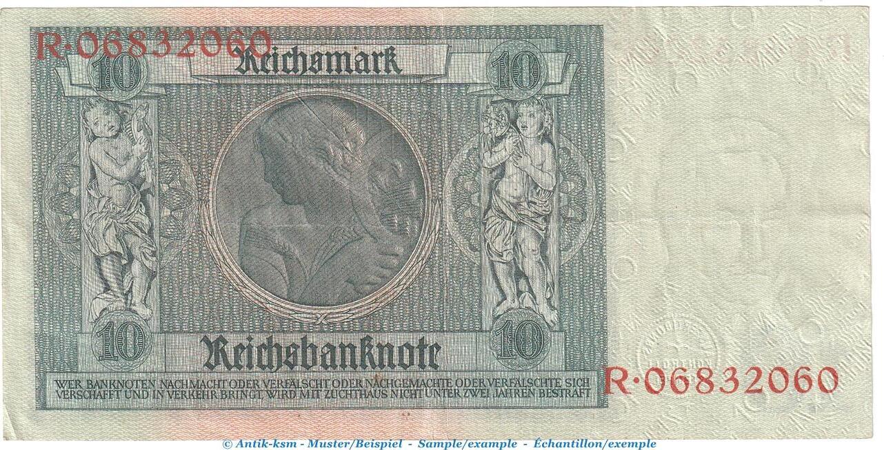 Weimarer Republik - Reichsbank 10 Reichsmark - Q - Reichsbanknote, 10 ...