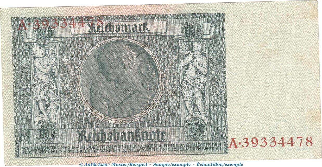 Weimarer Republik - Reichsbank 10 Reichsmark - E 2 - Reichsbanknote, 10 ...