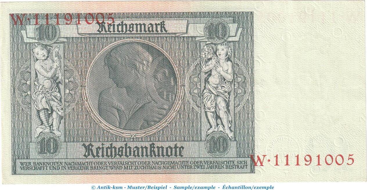 Weimarer Republik - Reichsbank 10 Reichsmark - S 2 - Reichsbanknote, 10 ...