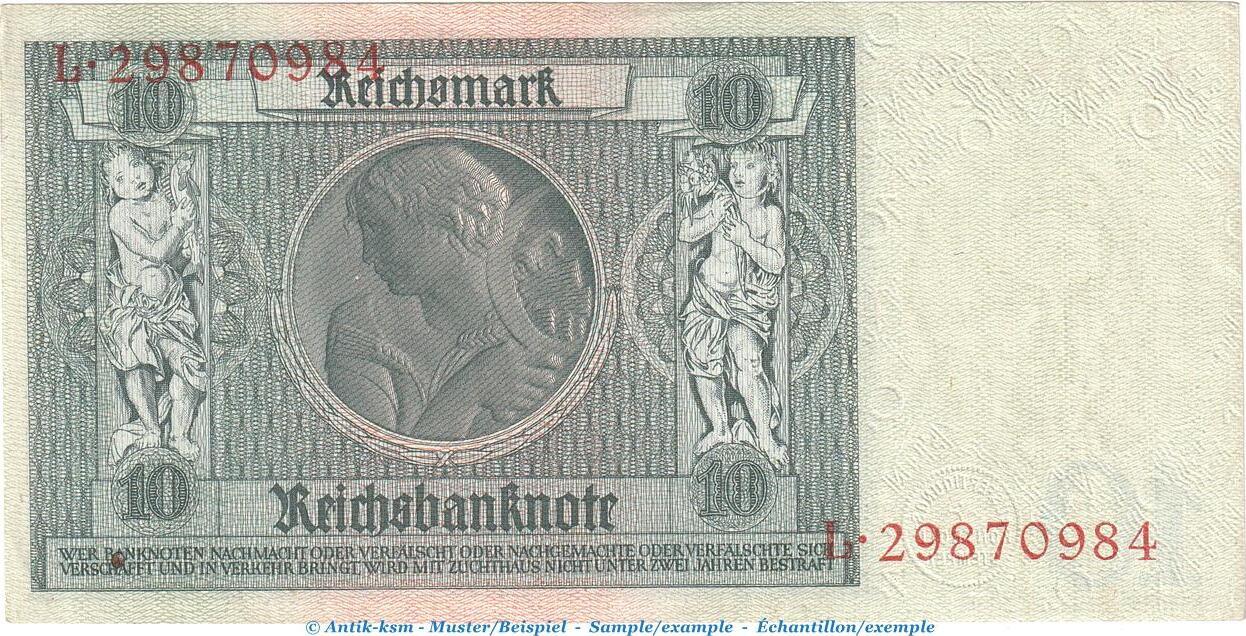 Weimarer Republik - Reichsbank 10 Reichsmark - K - Reichsbanknote, 10 ...