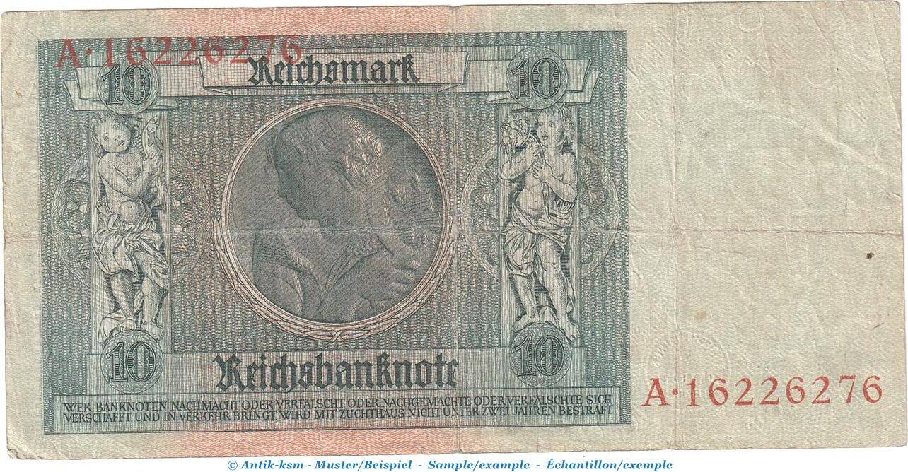 Weimarer Republik - Reichsbank 10 Reichsmark -R 1- Reichsbanknote, 10 ...