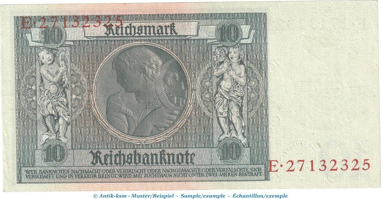 Weimarer Republik - Reichsbank 10 Reichsmark - G - Reichsbanknote, 10 ...