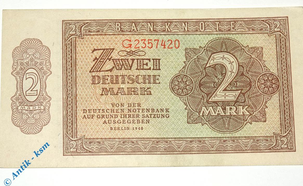 Banknoten Banknote über 2 Deutsche Mark von 1948, DDR-3 a, Ros 341 ...
