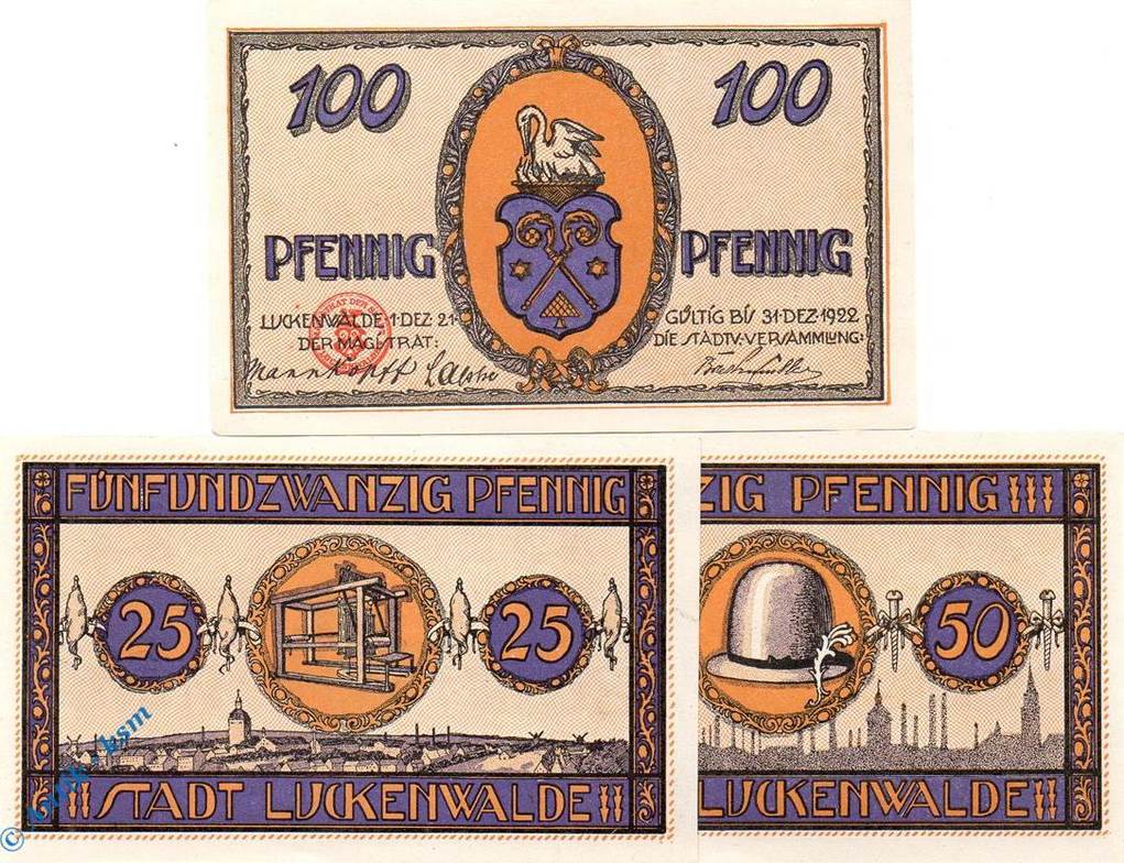 Serienscheine DE 3 Scheine kpl. Notgeld Luckenwalde, Set mit 3 Scheinen ...
