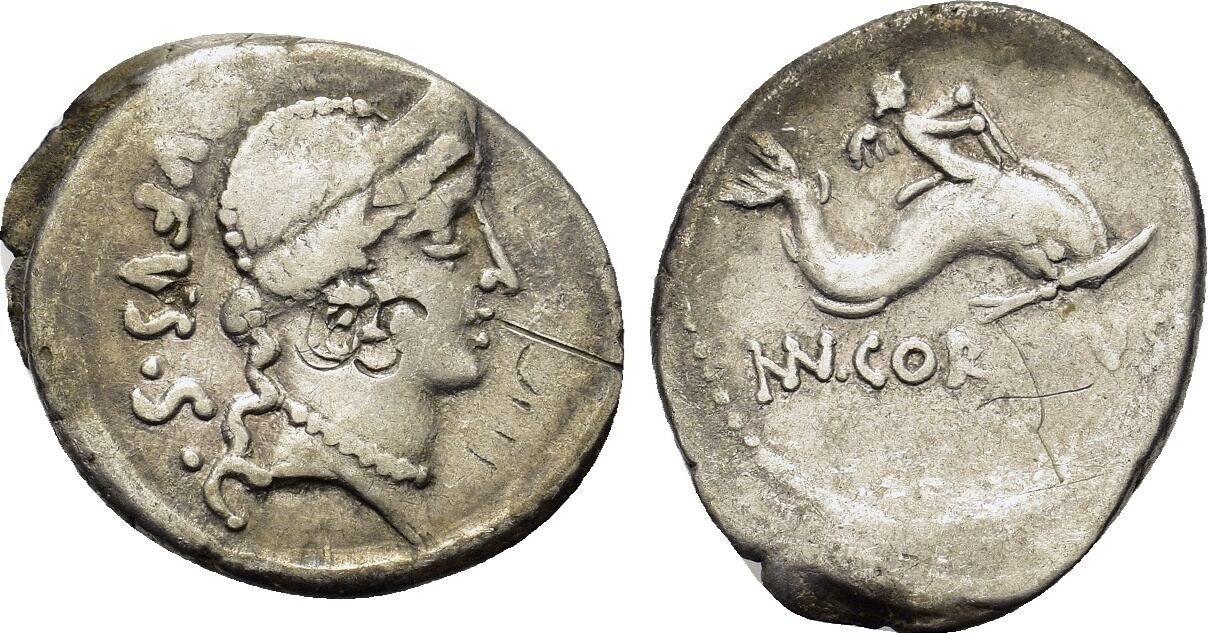 Roman Republic Roman Imperatorial, Mn. Cordius Rufus, Rome, 46 BC. AR ...
