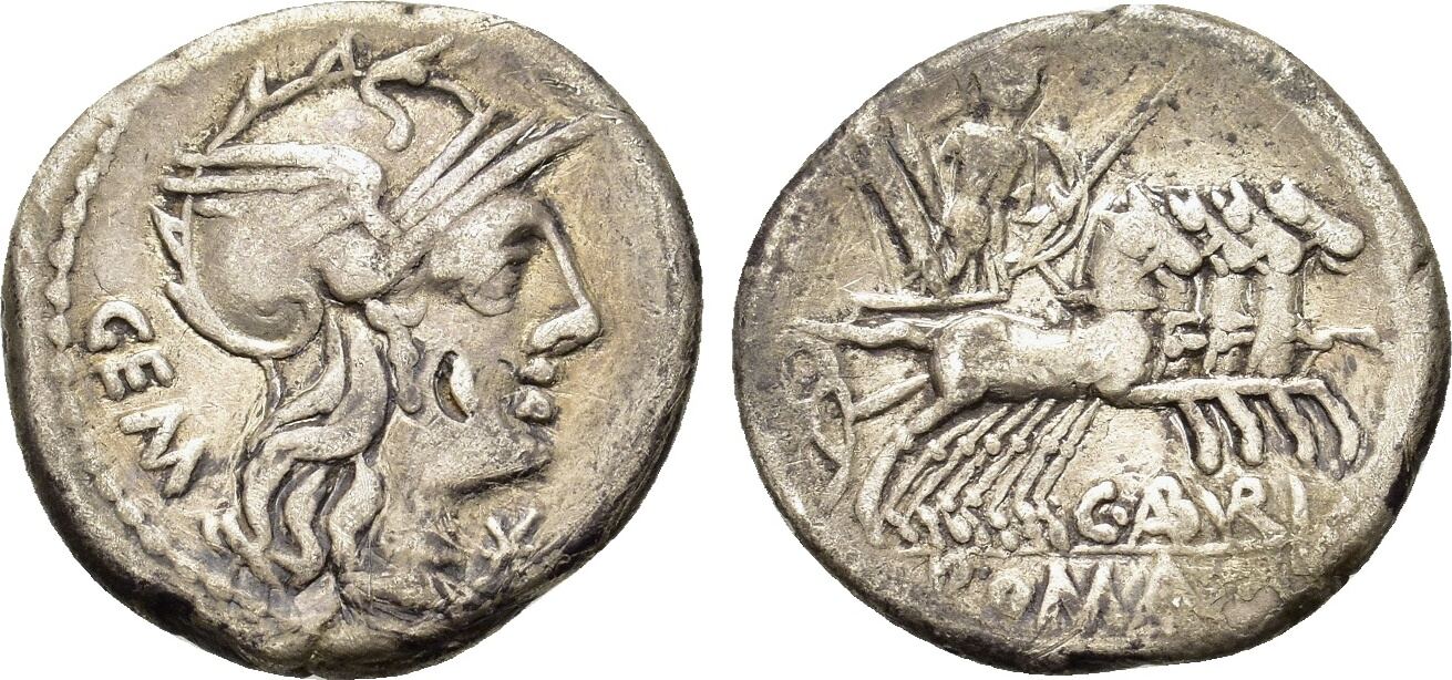 Roman Republic C. Aburius Geminus, Rome, 134 BC. AR Denarius VF | MA-Shops