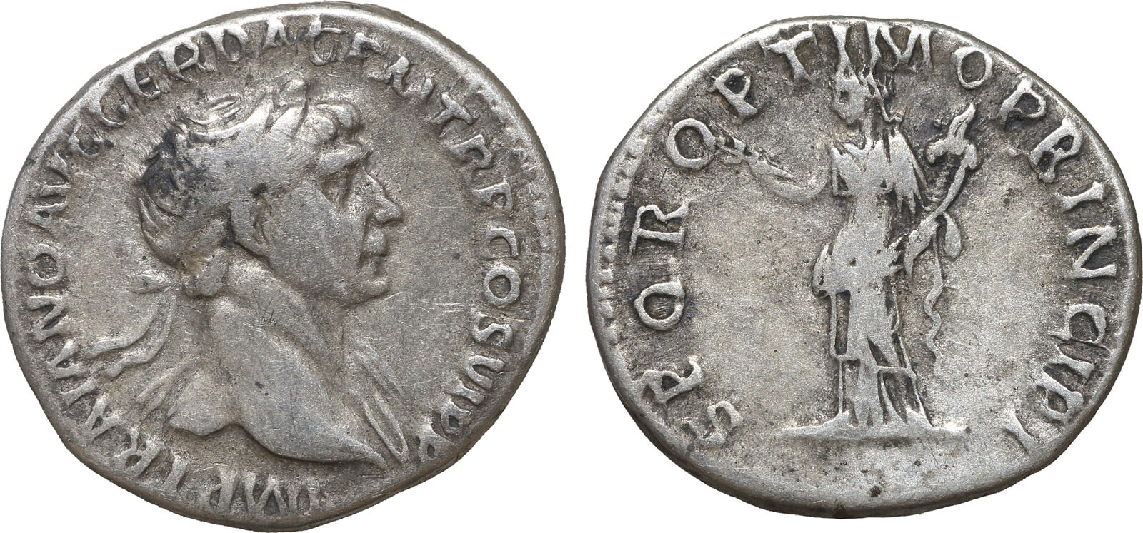 Roman Empire / RÖMISCHE KAISERZEIT denarius Denar AD 98-117 Trajan XF ...