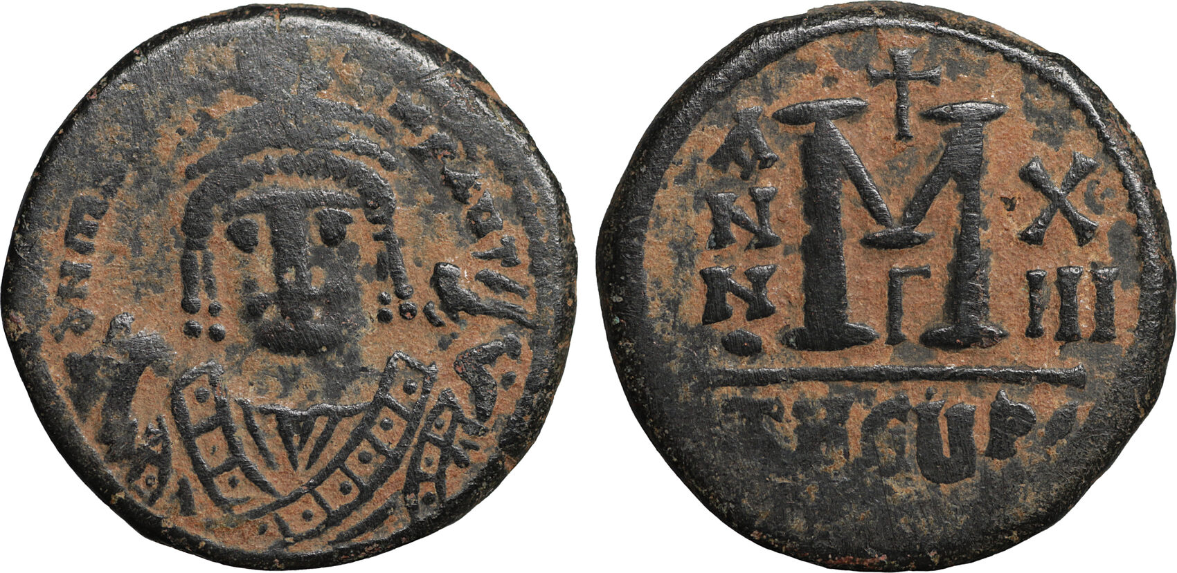 Byzantine Empire Follis 582-602 AD MAURICE TIBERIUS aXF | MA-Shops