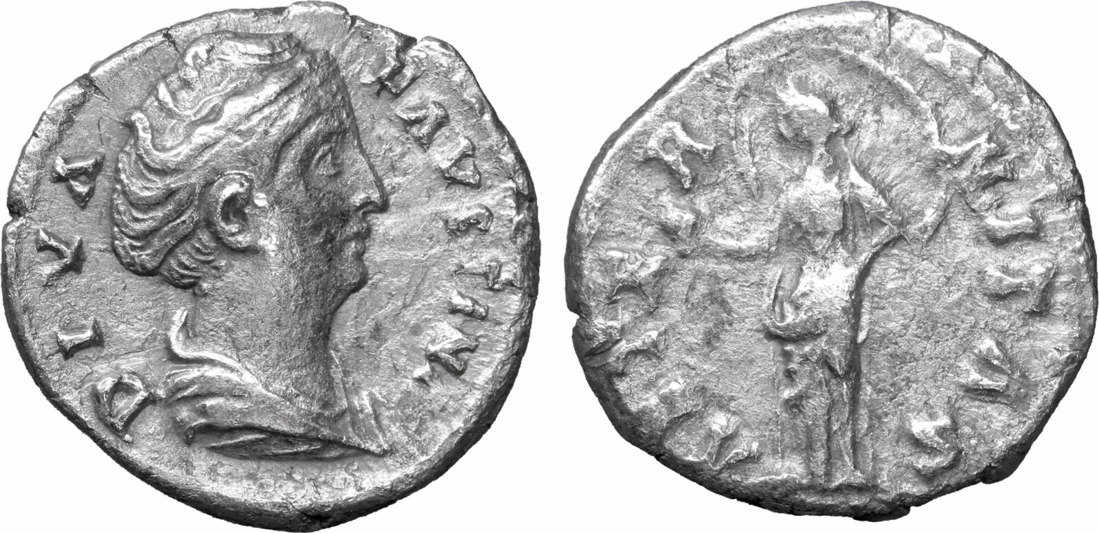 Roman empire / RÖMISCHE KAISERZEIT Denarius +141 AD Diva Faustina VF+ | MA-Shops