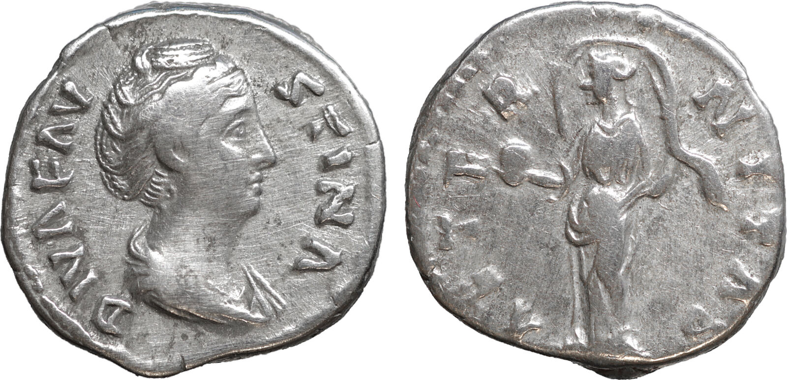 Roman empire Denarius +141 AD Diva Faustina XF | MA-Shops