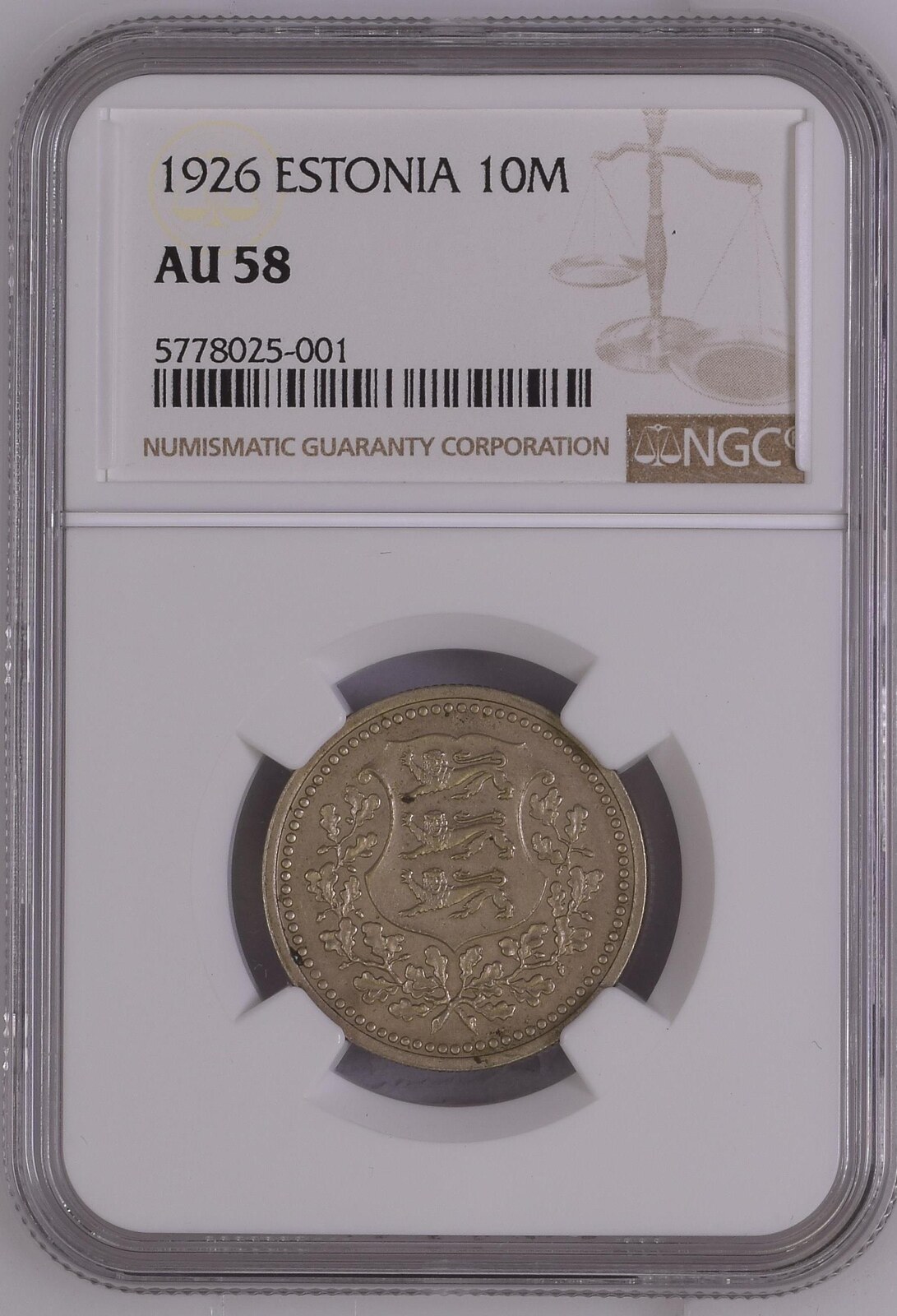 Classic Estonian Rarity - 10 Marka 1926 - RARE - NGC AU58 NGC - AU 58 ...