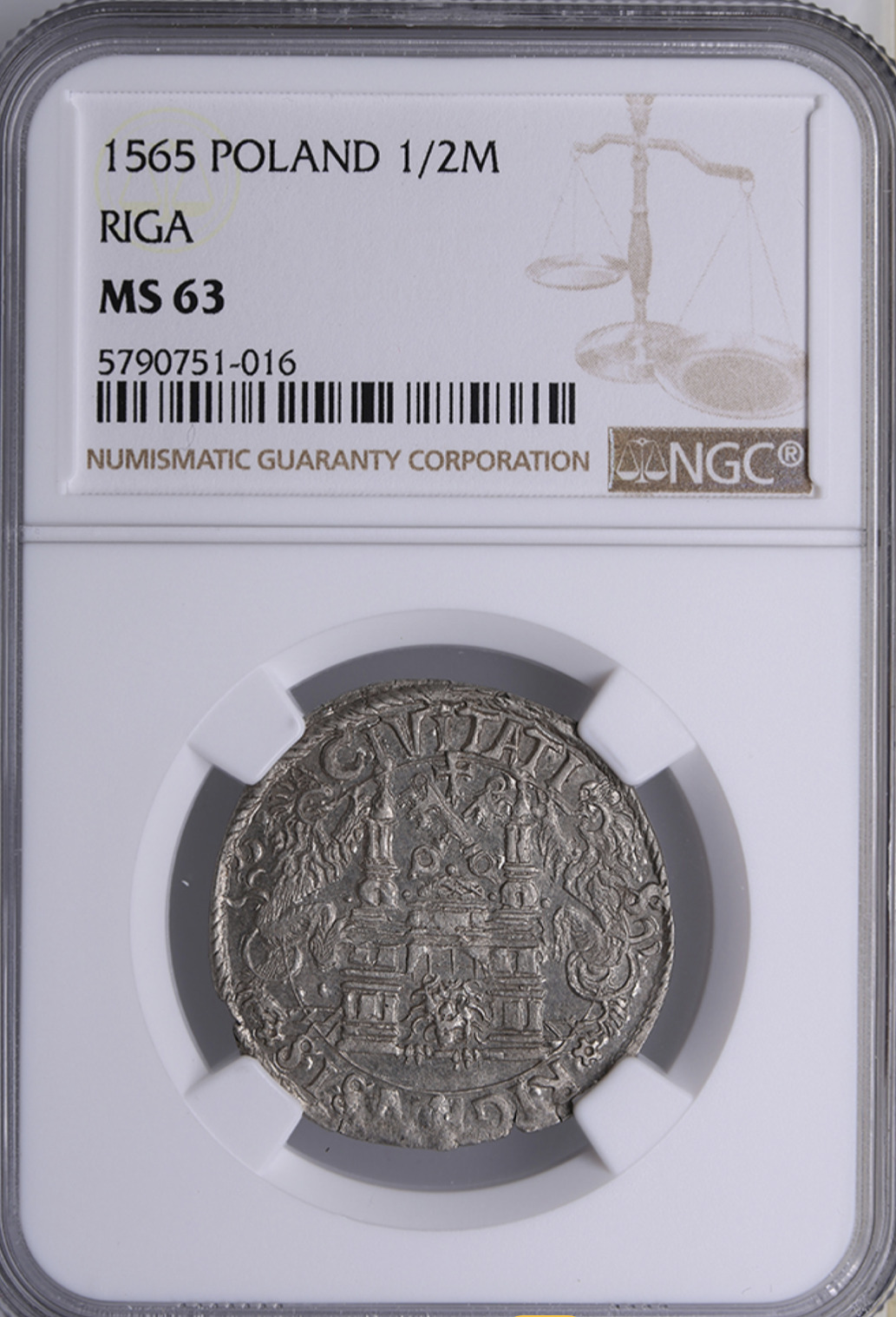 1/2 mark 1565 Free City Riga (1561-1581) - NGC MS 63 NGC MS63 | MA-Shops