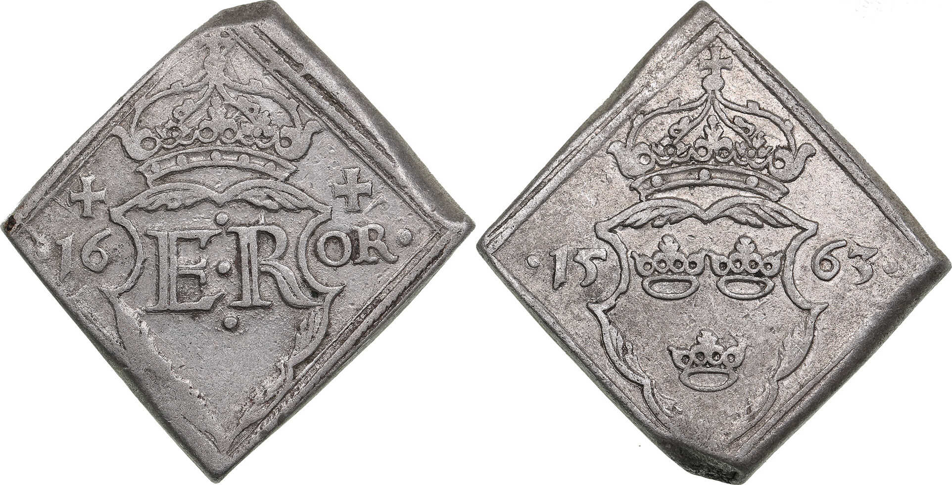Sweden 16 Öre 1563 Eric XIV (1560-1568) var. 5 dots obverse crown ...
