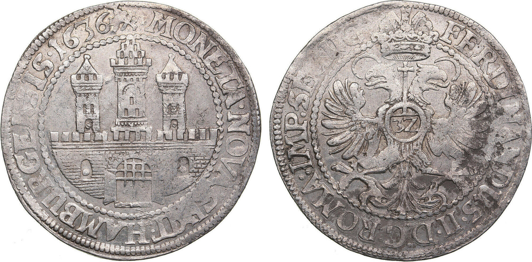 Germany / Hamburg Reichstaler 1636 32 schillings / 1 taler, Ferdinand ...