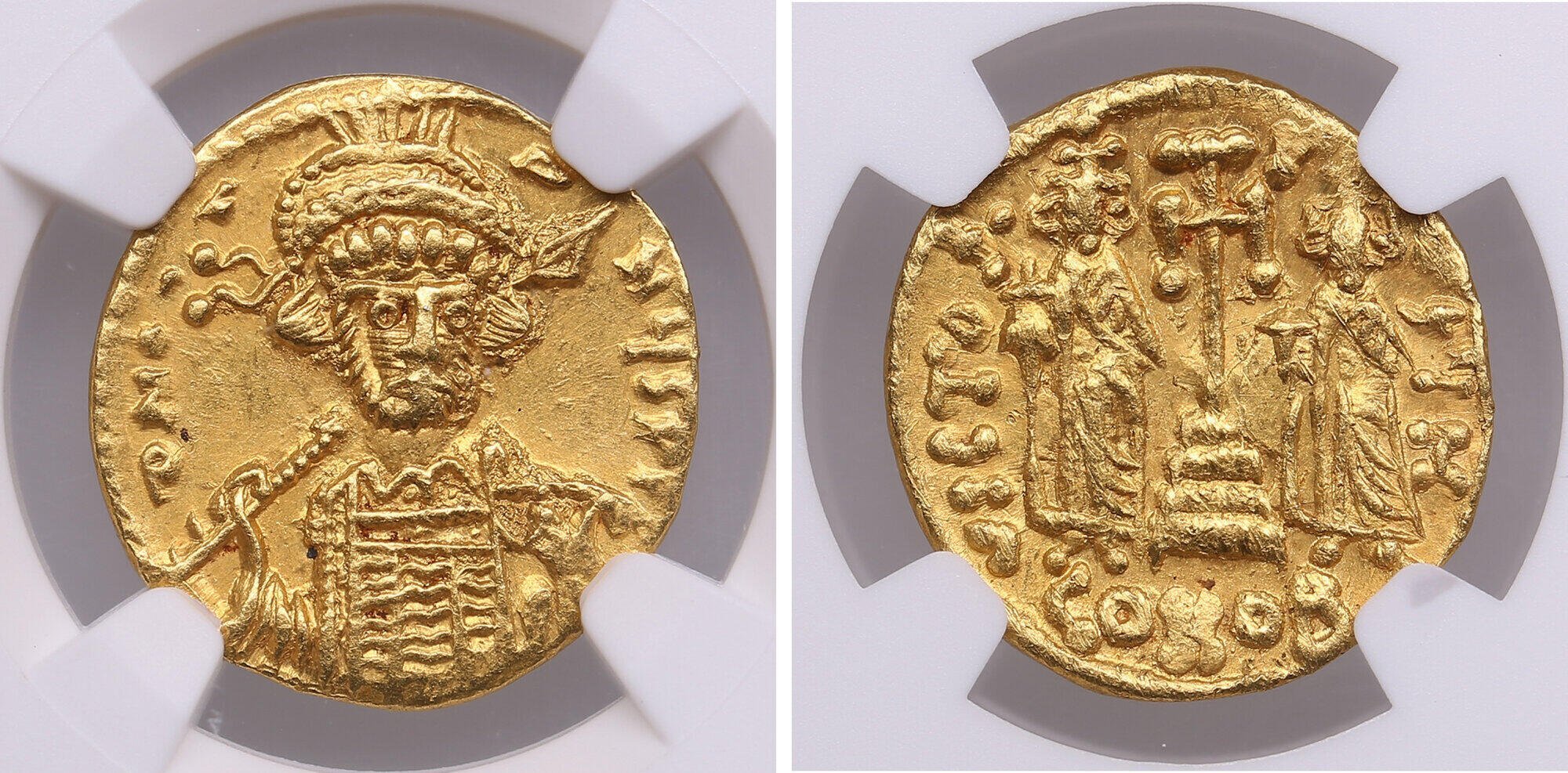 BYZANTINE EMPIRE AV Solidus Constantine IV (AD 668-685), with Heraclius ...