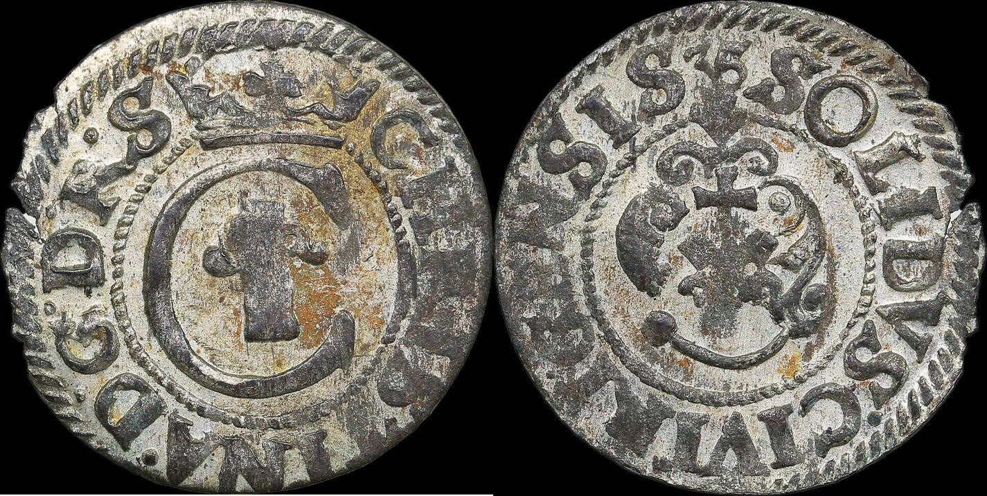 Livonia / Riga Solidus 1635 Swedish Occupation, Kristina (1632-1654) AU ...