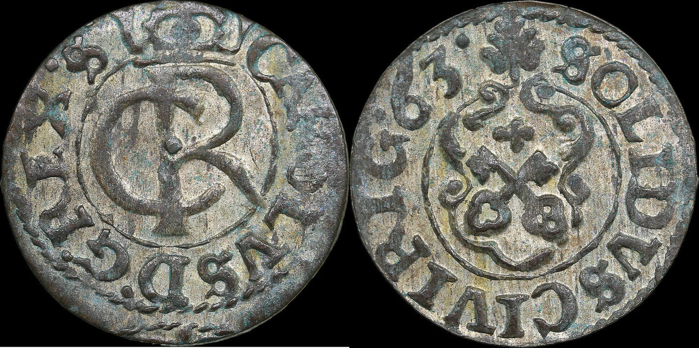 Livonia / Riga Solidus 1663 Swedish Occupation - Karl XI (1660-1697) AU ...