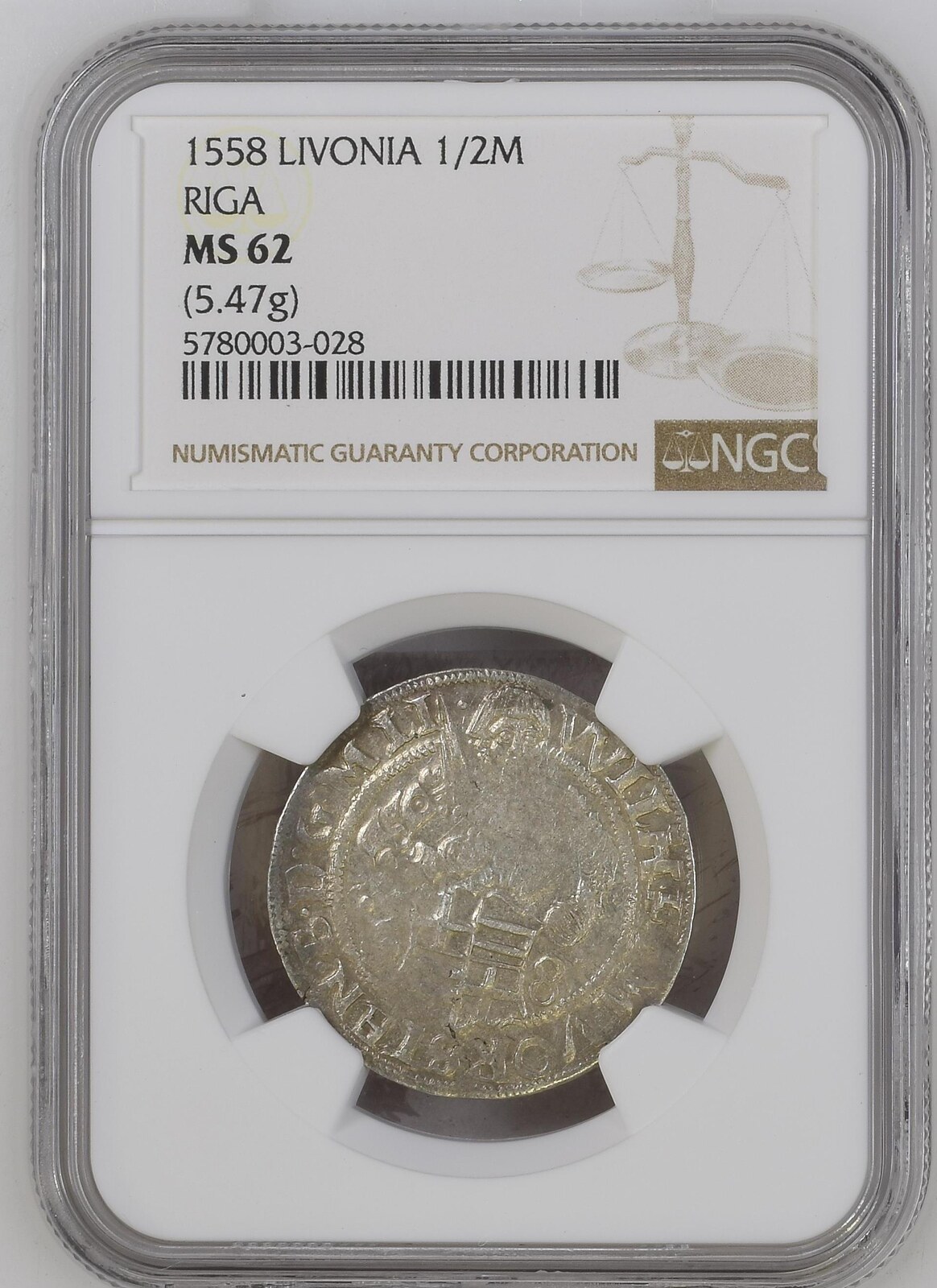 Livonia / Riga 1/2 Mark 1558 Wilhelm Fürstenberg (1557-1559) - Top ...