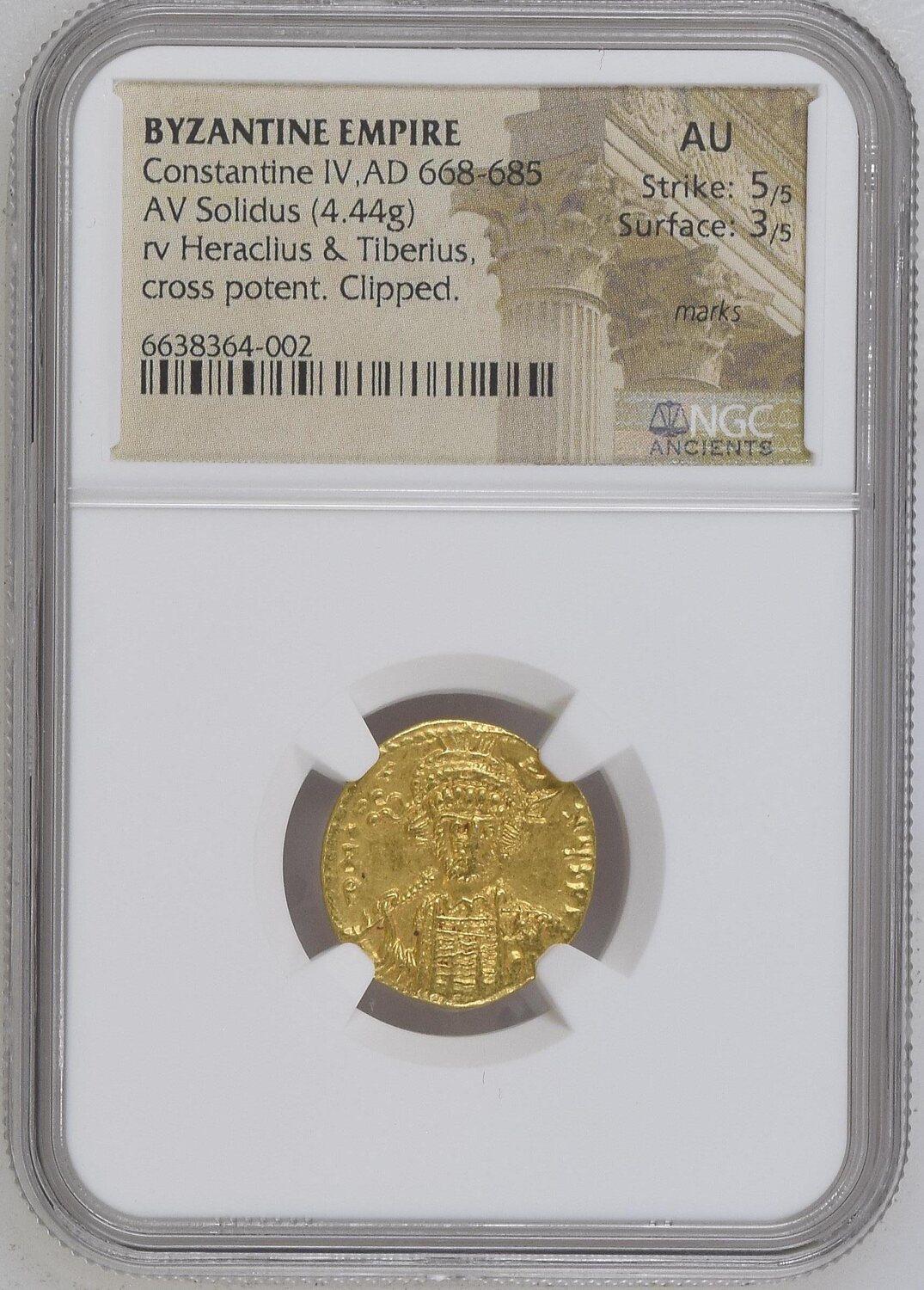 BYZANTINE EMPIRE AV Solidus Constantine IV (AD 668-685), with Heraclius ...