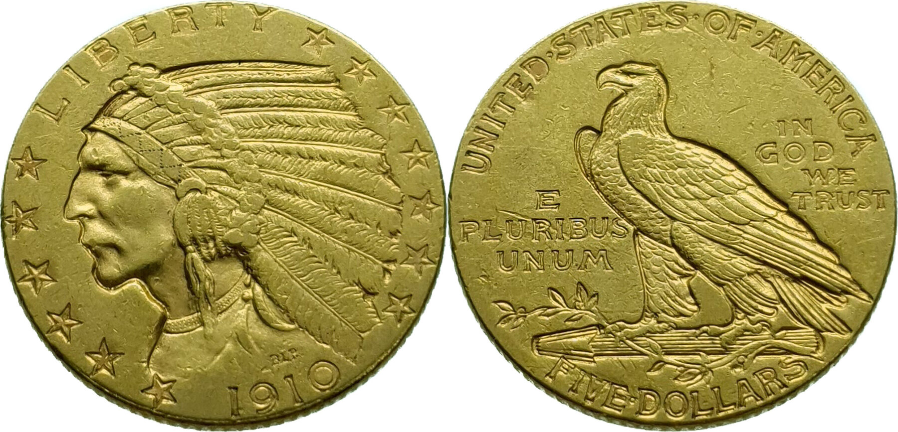 USA 5 Dollars 1910 Indian Head Gold Extremely Fine MA Shops USA 5 Dollars 1910 Indian Head Gold Extremely Fine MA Shops