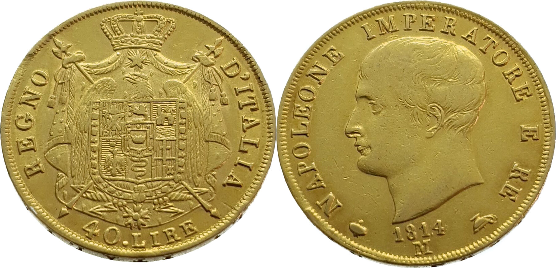 Italy 40 Lire 1814-M Napoleon - Gold Extremely Fine | MA-Shops