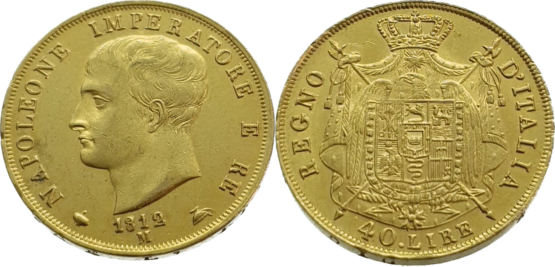Italy 40 Lire 1812-M Napoleon - Gold Extremely Fine+ | MA-Shops