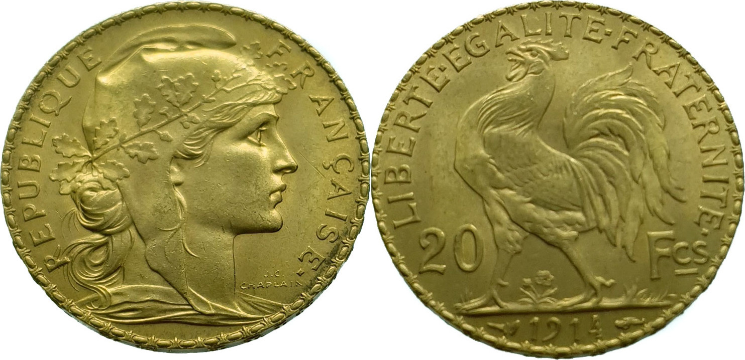 France 20 Francs 1914 Marianne - Gold UNC (Uncirculated) | MA-Shops