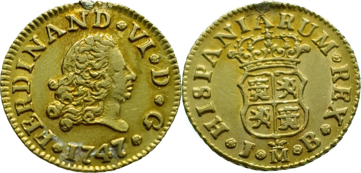 Spain 1/2 Escudo 1747 Fernando VI - Madrid - Gold Very Fine+ | MA-Shops