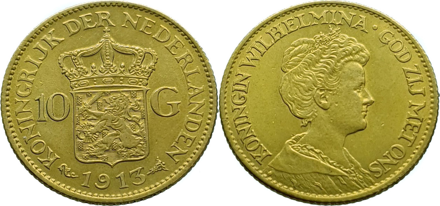 Nederland 10 Gulden 1913 Wilhelmina - Gold Extremely Fine | MA-Shops