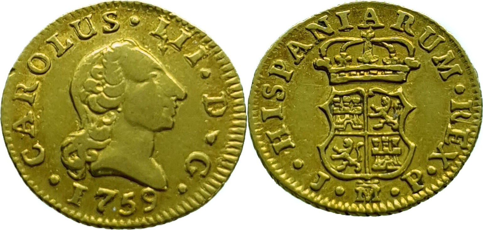 Spain 1/2 Escudo 1759 Madrid - Carlos III - Gold Extremely Fine | MA-Shops