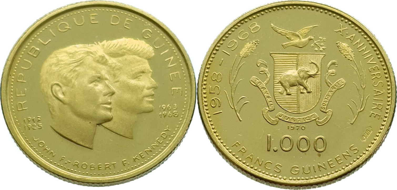Guinea 1000 Francs 1968 John and Robert Kennedy - Gold Proof | MA-Shops