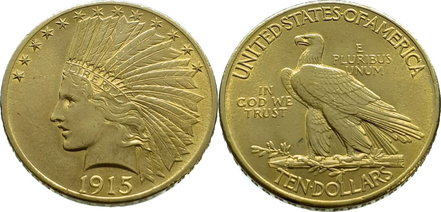 USA 10 Dollars 1915 Indian Head - Gold Extremely Fine | MA-Shops