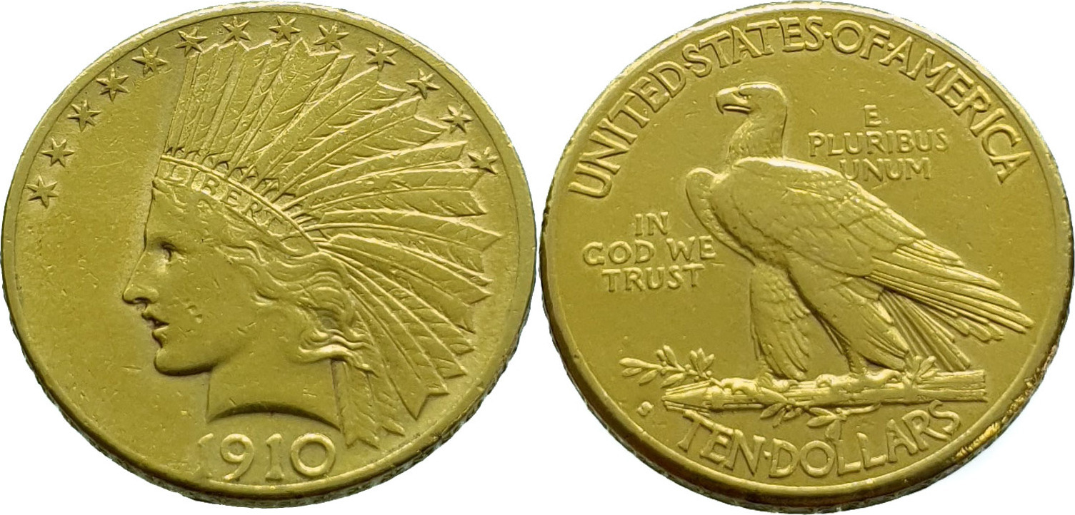 USA 10 Dollars 1910-S Indian Head - Gold Extremely Fine | MA-Shops