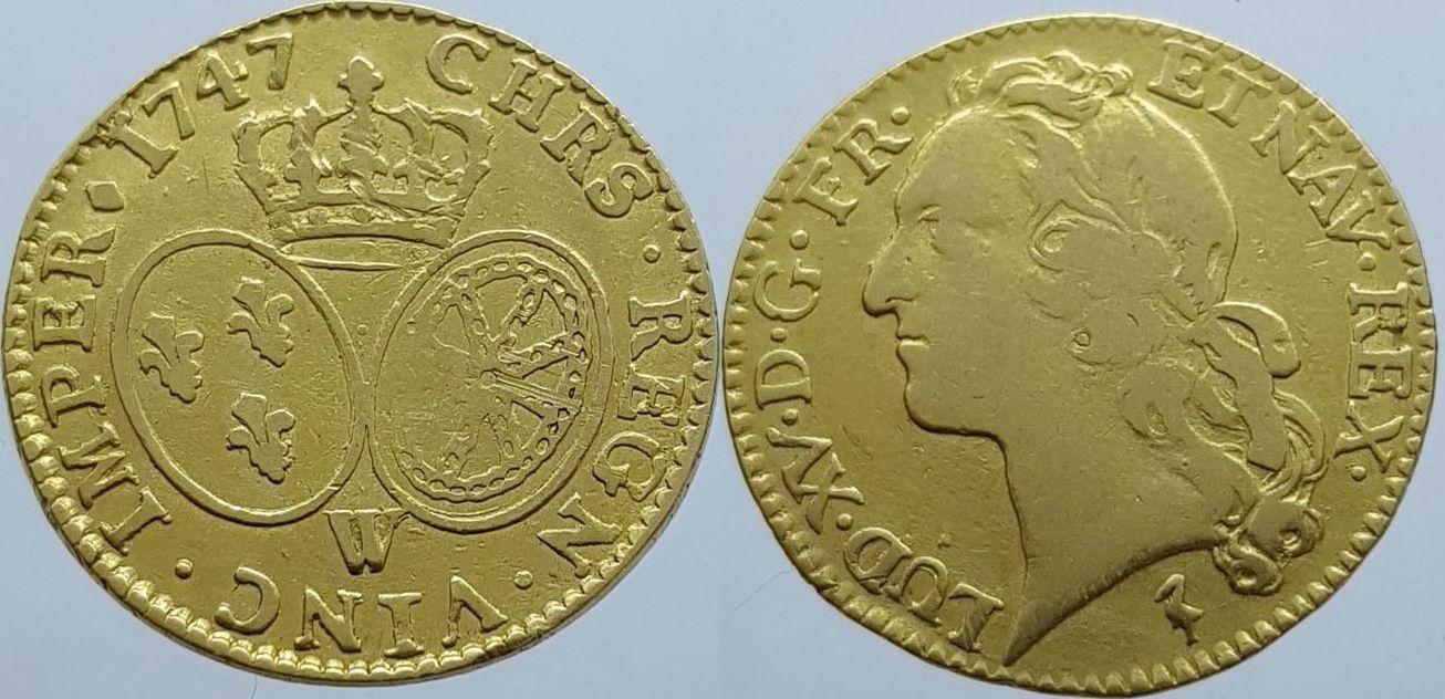 France 1 Louis D`or 1747-W (Lille) - Louis XV - Gold VF+ | MA-Shops
