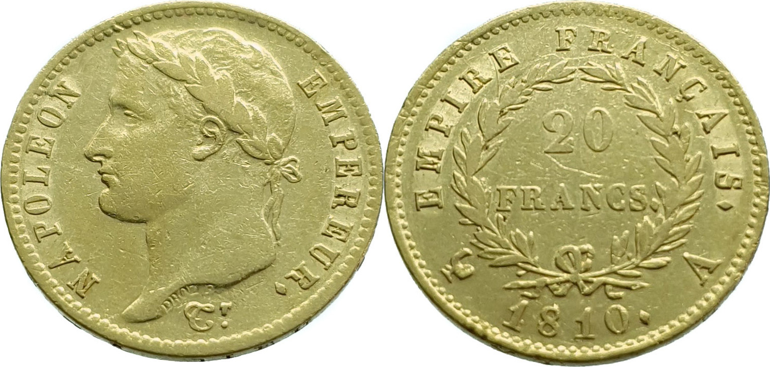 France 20 Francs 1810-A Napoleon - Gold VF / Extremely Fine | MA-Shops