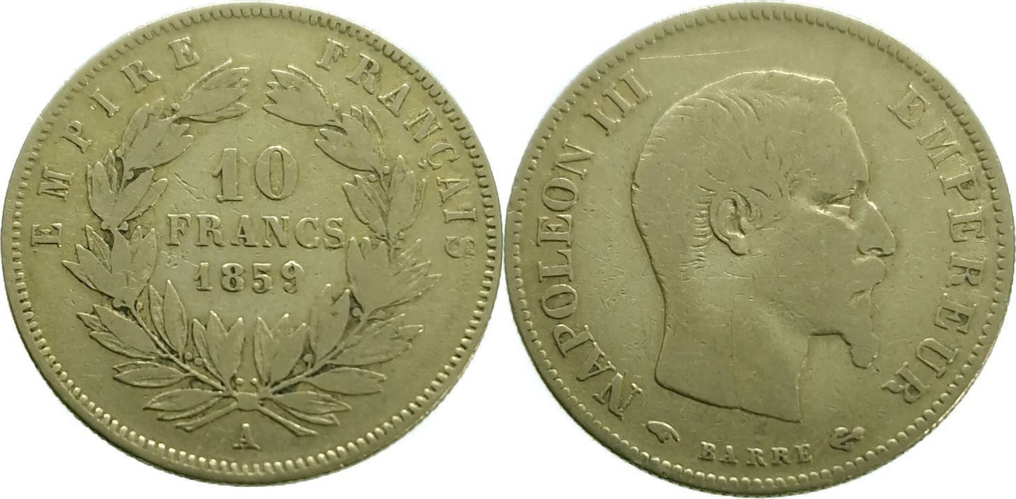 France 10 Francs 1859-A Napoleon III - Gold Very Fine | MA-Shops