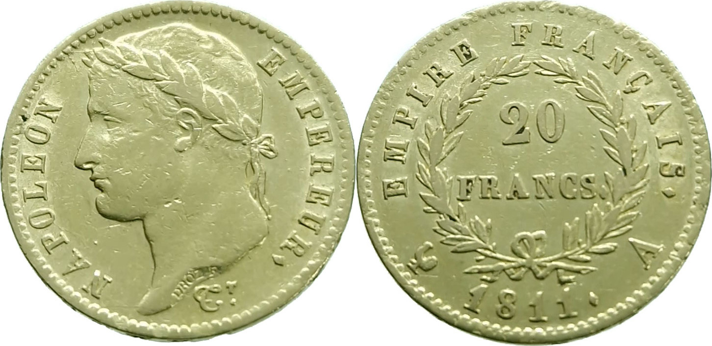 France 20 Francs 1811-A Napoleon - Gold Extremely Fine | MA-Shops