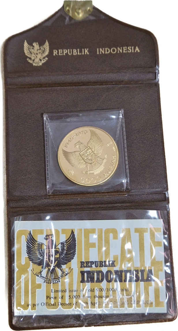 Indonesia 5000 Rupiah 1970 Manjusri Statue - Gold Proof | MA-Shops
