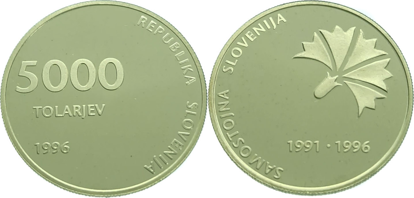 Slovenia 5000 Tolarjev 1996 Independence - Gold Proof | MA-Shops