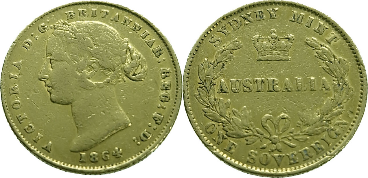 Australia Sovereign 1864 Victoria - Gold Very Fine | MA-Shops