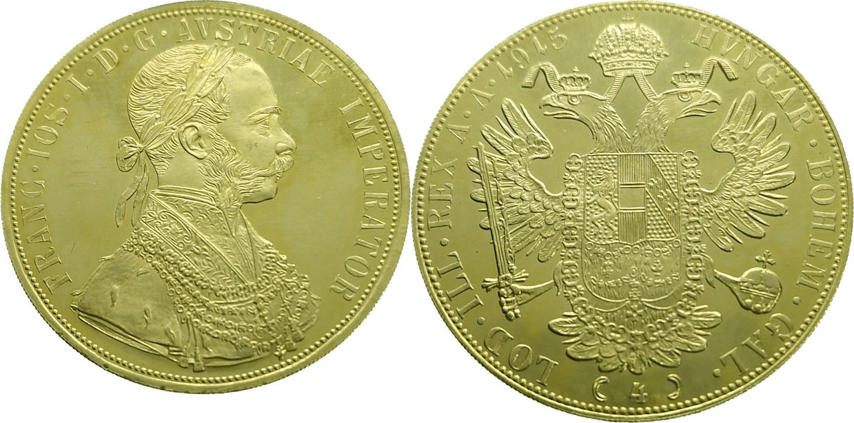 Austria 4 Ducats 1915 Franz Joseph I - Restrike - Gold UNC ...